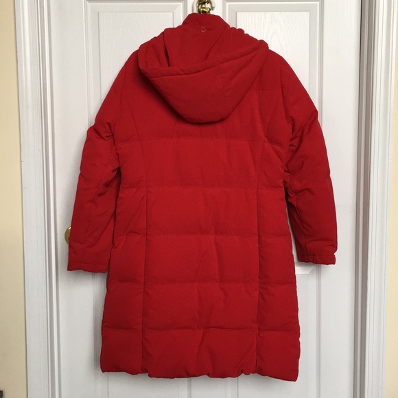 Talbots | Jackets & Coats | Red Hooded Down Puffer Coat Long | Poshmark